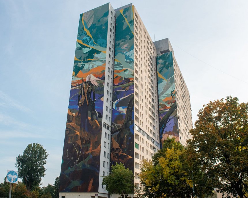 Największy w Polsce mural jest w Łodzi, a na nim ogromny Wiedźmin!: ŁÓDŹ.PL