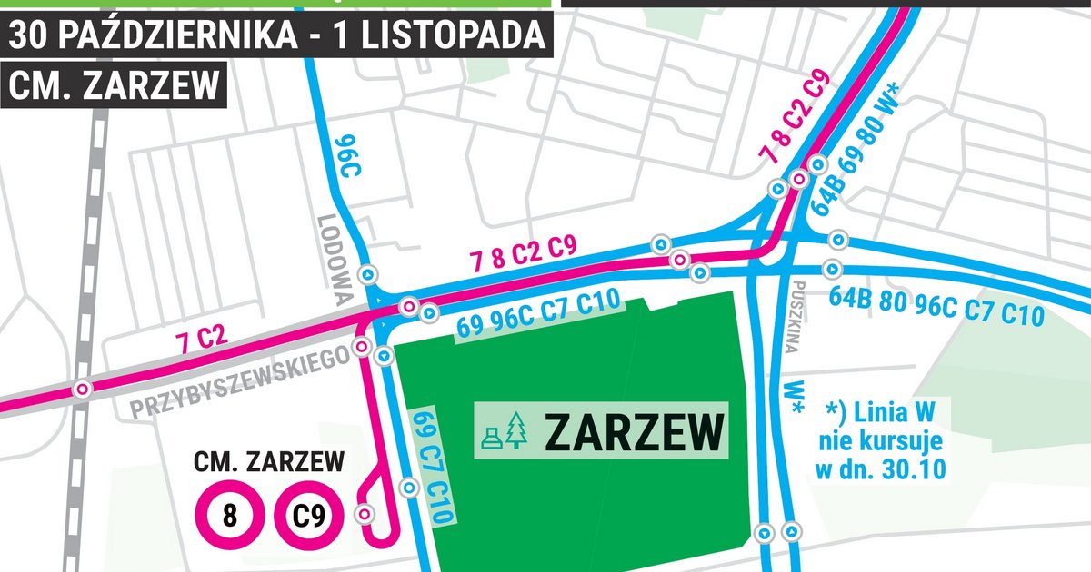 Cmentarz Zarzew. Objazdy i trasy MPK Łódź na Wszystkich Świętych [MAPY ...
